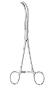 STILLE VESSEL CLAMP, DOUBLE CURVED JAWS WITH GROOVE, 23CM