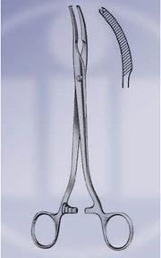 MIKULICZ PERITONEAL FORCEPS, 20CM, FULL CURVED