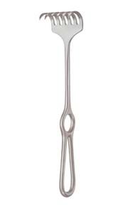 RAKE RETRACTOR, 24CM, 6 SHARP PRONGS, 50MM WIDE X 25MM DEEP